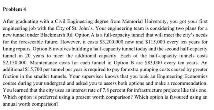 Solved Problem 4 After graduating with a Civil Engineering | Chegg.com