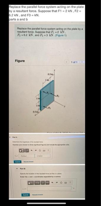 Solved replace the parallel force system acting on the plate | Chegg.com