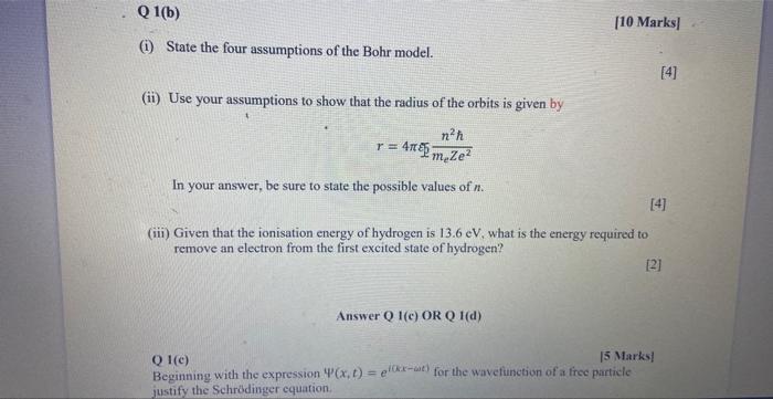 Solved Q 1(b) [10 Marks] (i) State the four assumptions of | Chegg.com