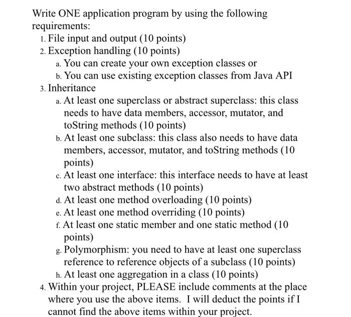 Solved Write ONE application program by using the following | Chegg.com