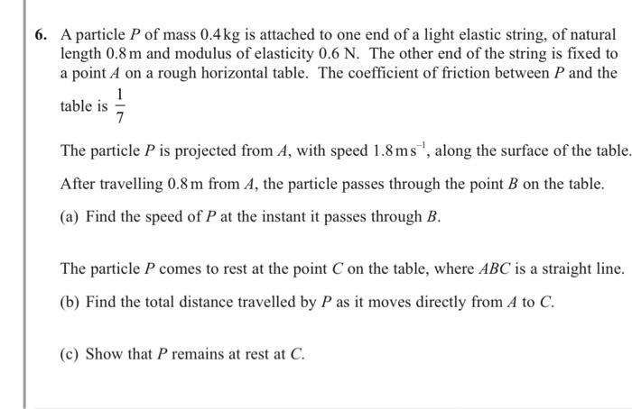 A particle P of mass 0.4 kg is attached to one end of | Chegg.com