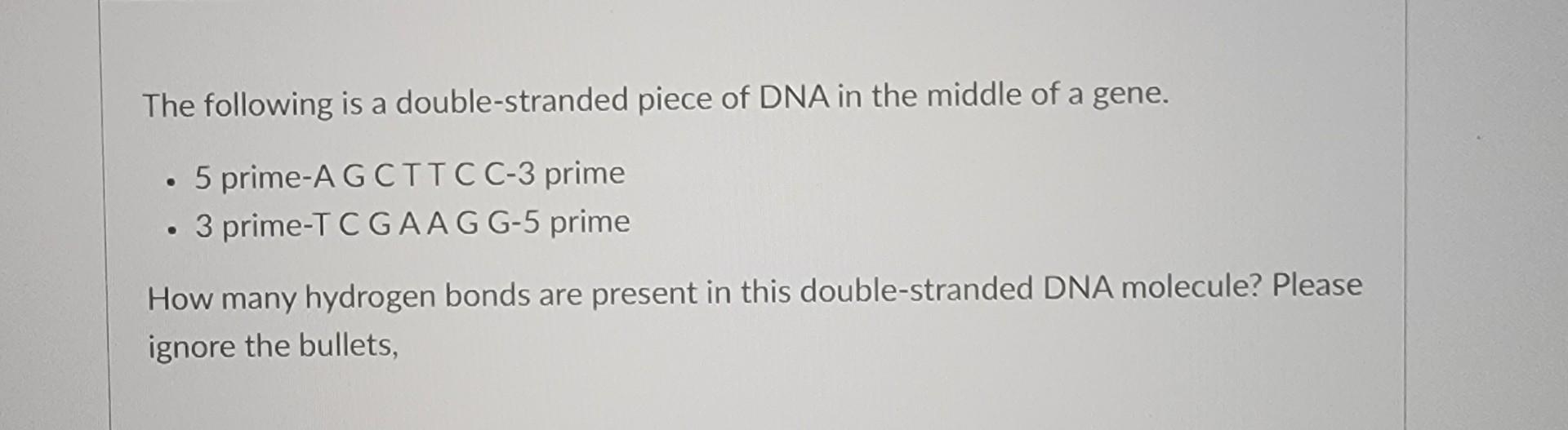 Solved The following is a double-stranded piece of DNA in | Chegg.com