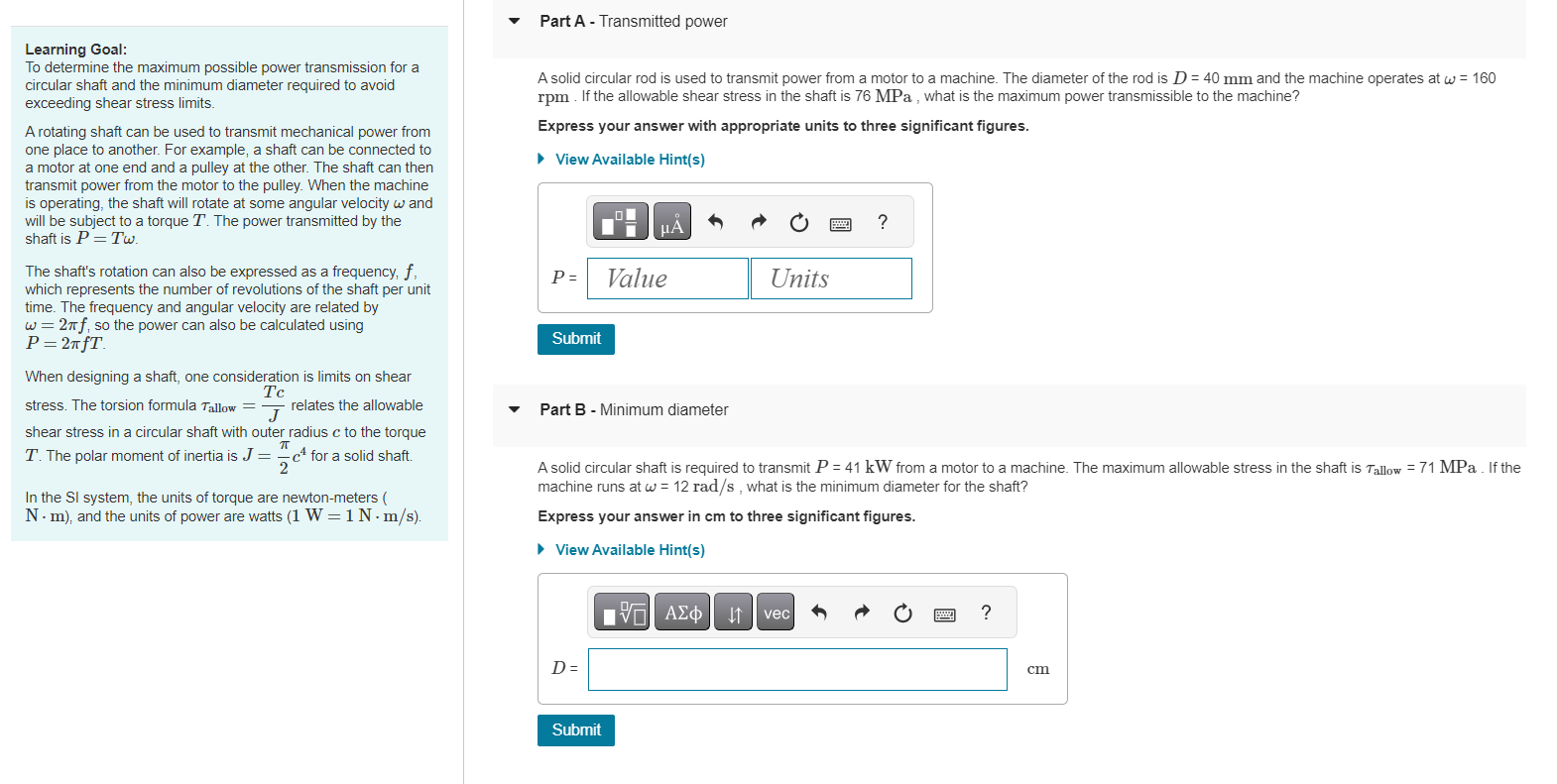 Solved Part A - ﻿Transmitted powerLearning Goal:To determine | Chegg.com