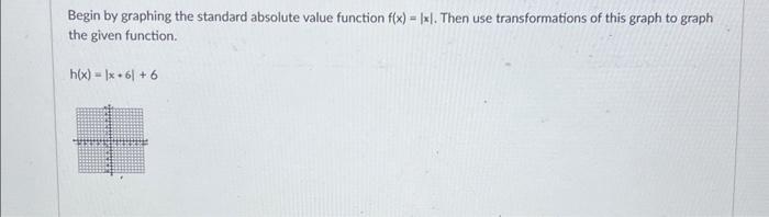 Solved Begin by graphing the standard absolute value | Chegg.com