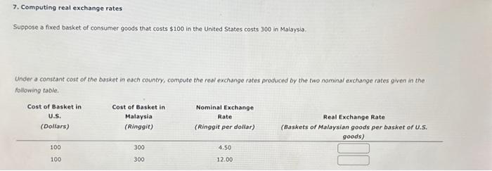 Solved 7. Computing real exchange rates Suppose a fixed | Chegg.com