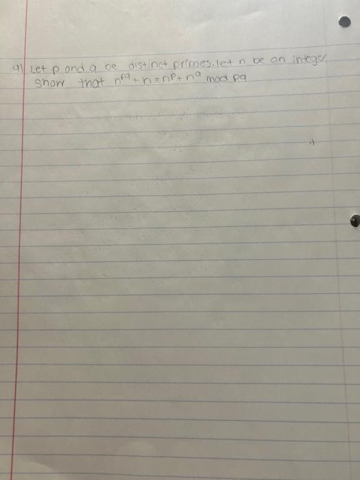 Solved 4) Let p and q be distinct primes. let n be an | Chegg.com