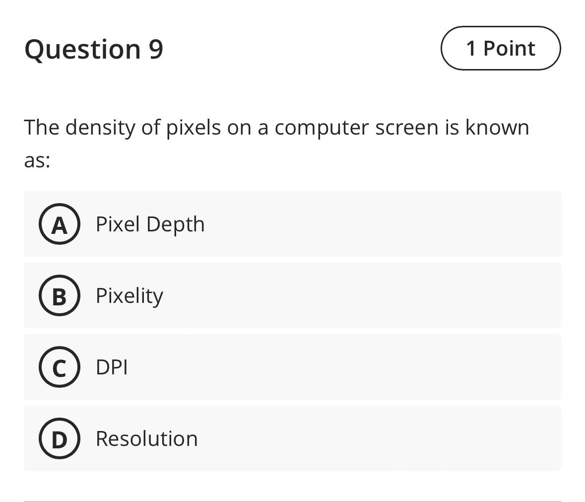 Solved Question 9The density of pixels on a computer screen | Chegg.com