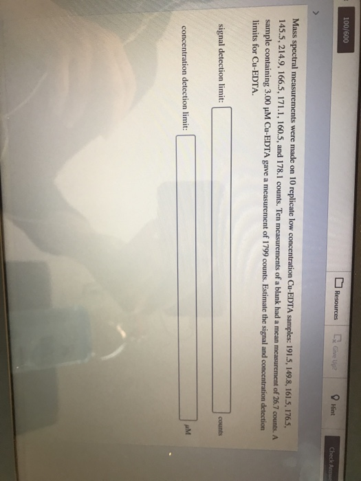 Solved 100/600 Resources Ex Give Up? Hint Check And Mass | Chegg.com