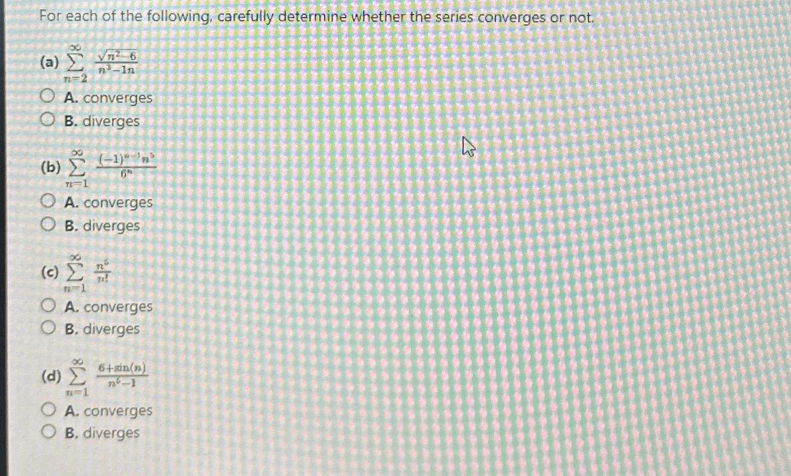 Solved For each of the following, carefully determine | Chegg.com