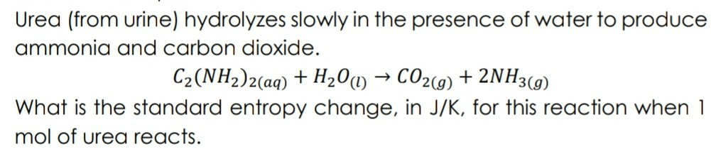 Solved Urea (from urine) hydrolyzes slowly in the presence | Chegg.com