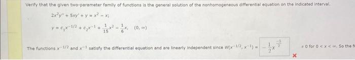 Solved Verify that the given two-parameter family of | Chegg.com