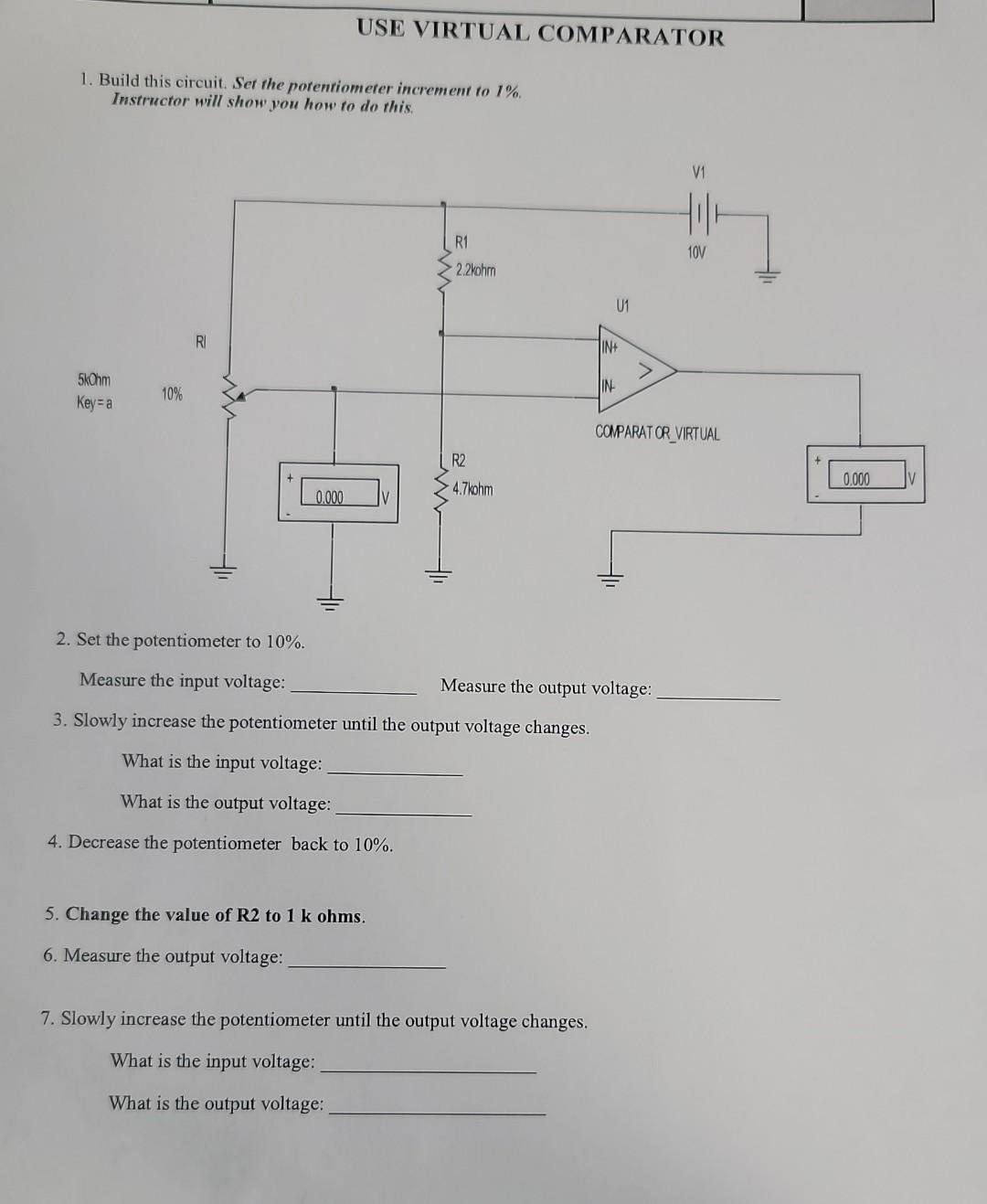 1. Build this circuit. Set the potentiometer | Chegg.com