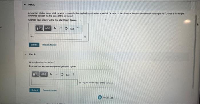 Solved A meuntain cimber jurpe s 32 m-wide trevaste by | Chegg.com