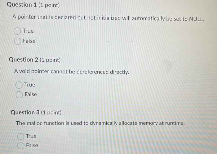 Solved A pointer that is declared but not initialized will | Chegg.com