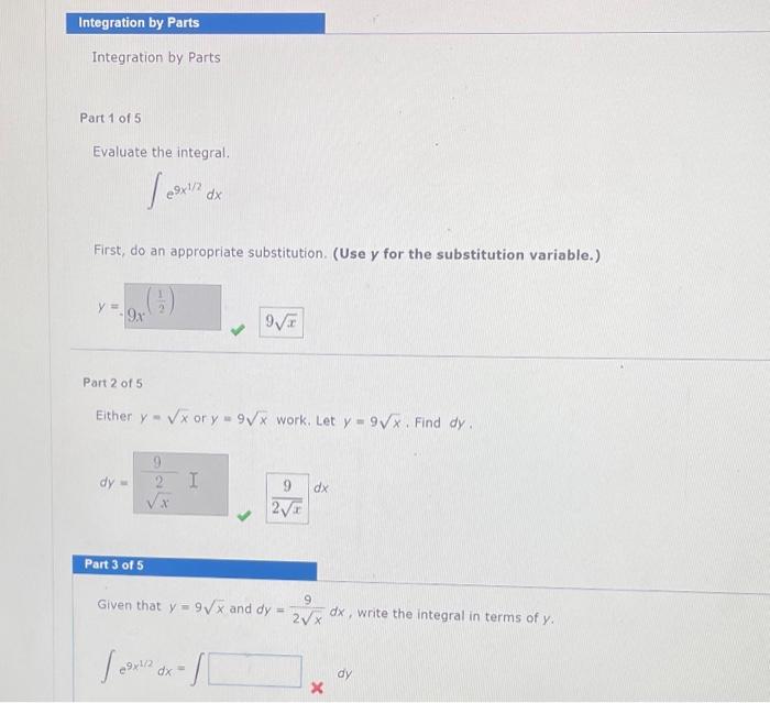 Solved Integration by Parts Part 1 of 5 Evaluate the | Chegg.com