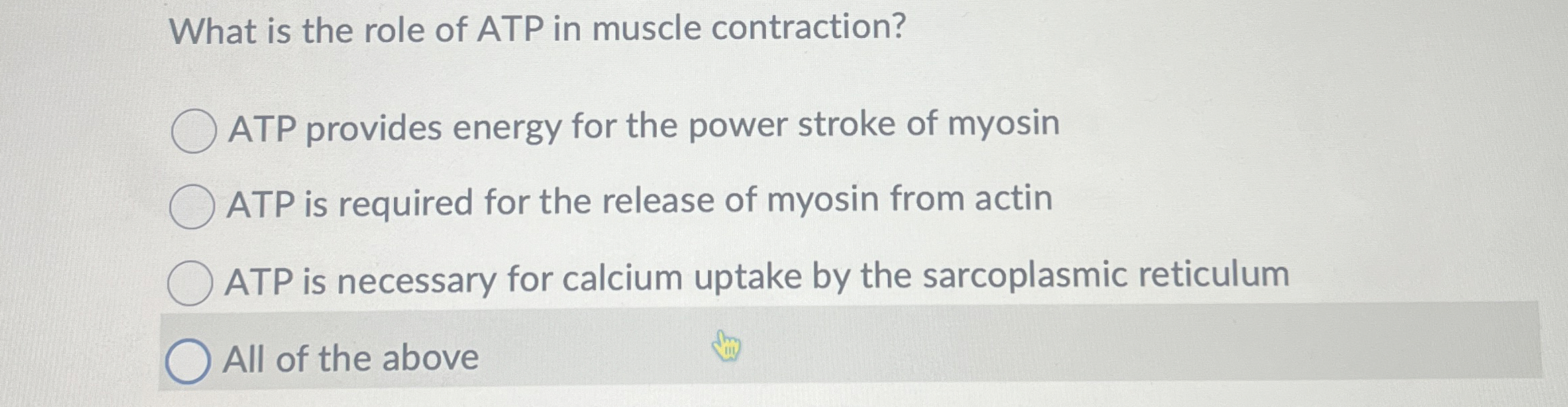 Solved What is the role of ATP in muscle contraction?ATP | Chegg.com
