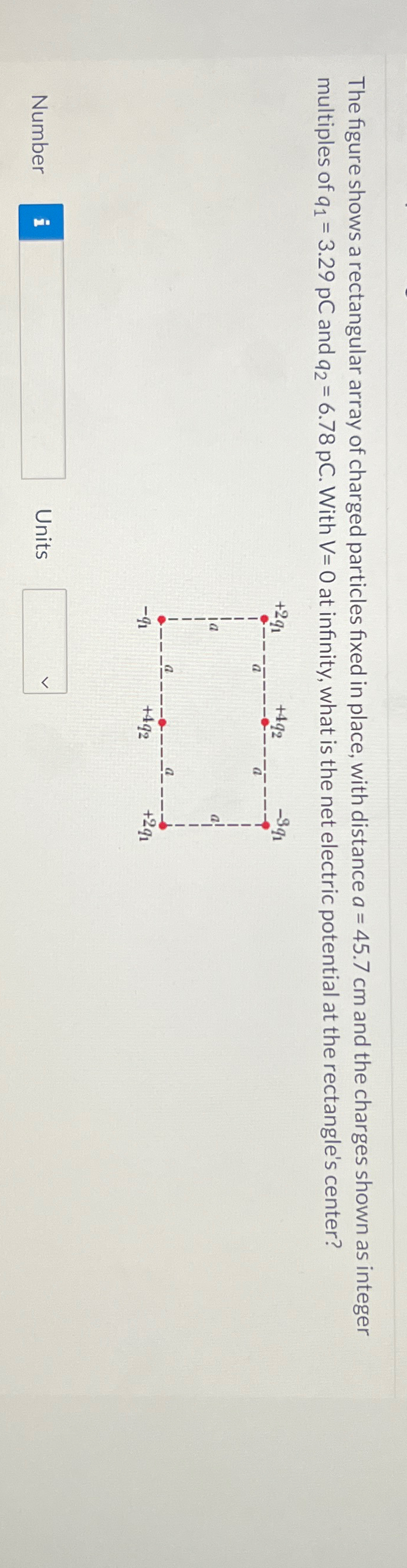Solved The figure shows a rectangular array of charged | Chegg.com