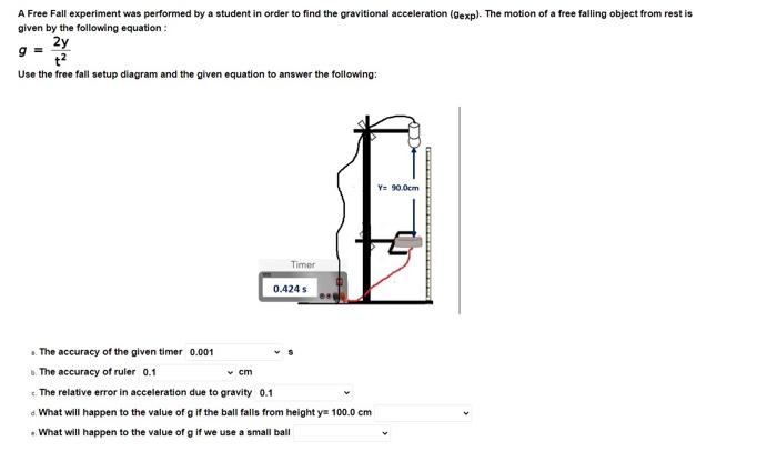 Solved A Free Fall experiment was performed by a student in | Chegg.com
