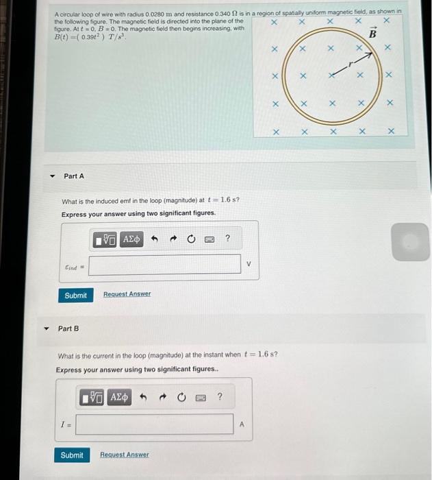Solved A circular loop of wire with radius 0.0280 m and | Chegg.com