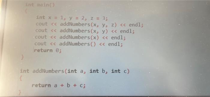 Solved int main() int x = 1, y = 2, z = 3; cout