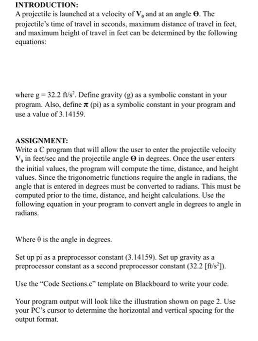 Solved INTRODUCTION: A projectile is launched at a velocity | Chegg.com
