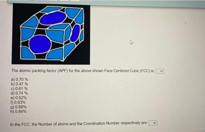Solved V The atomic packing factor (APF) for the above shown | Chegg.com