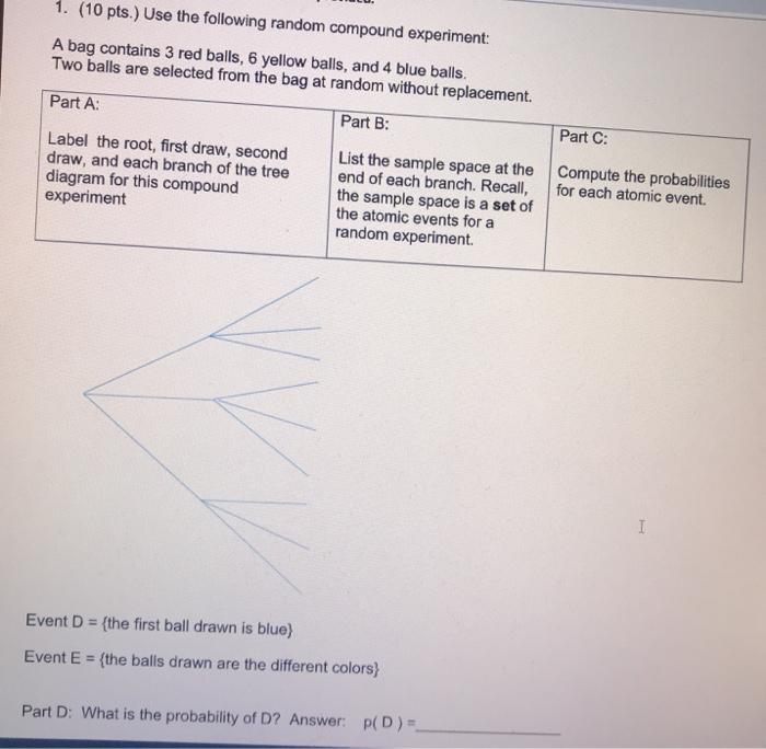 Solved 1. (10 pts. Use the following random compound | Chegg.com