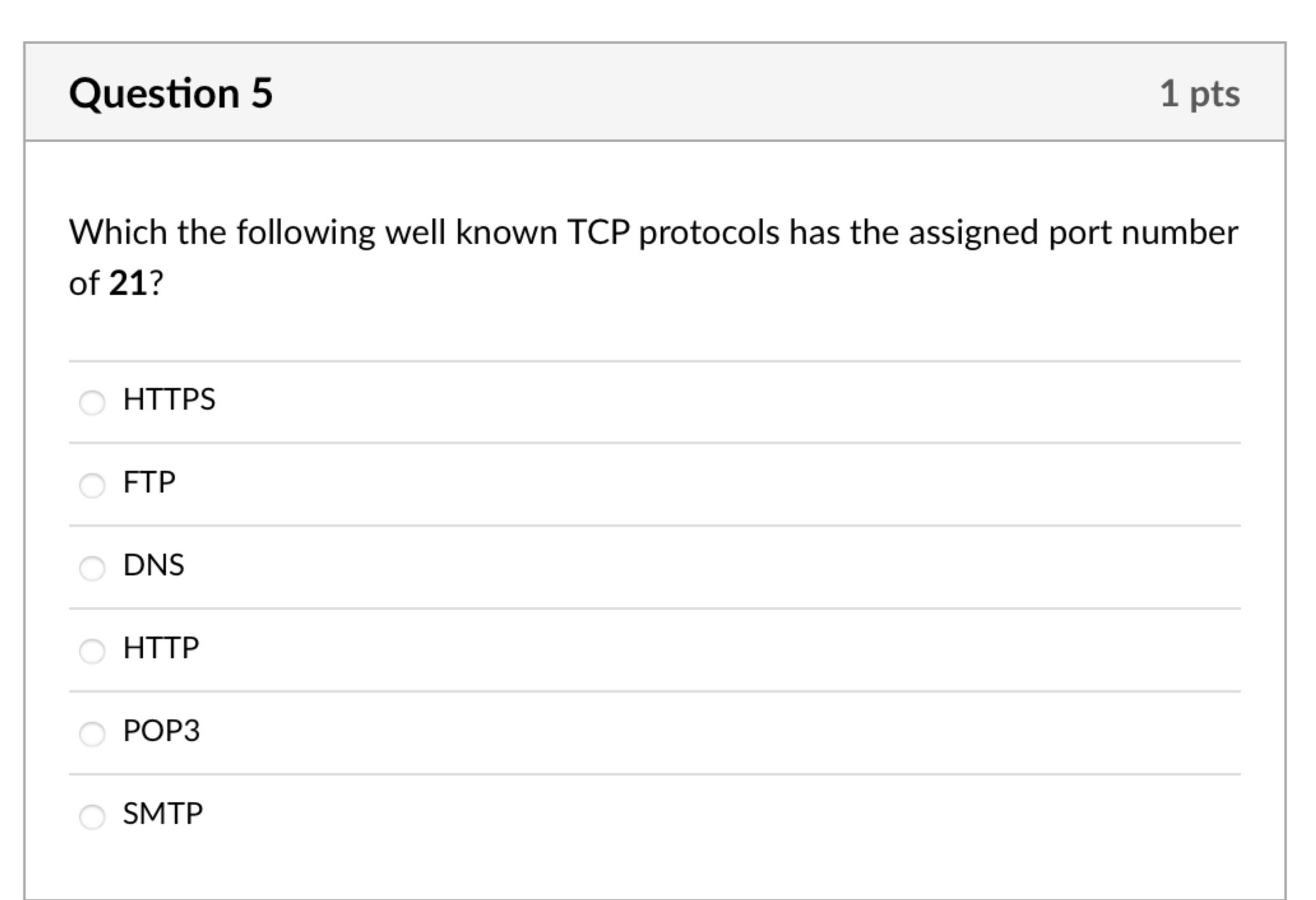 Solved Question 5 ﻿Which the following well known TCP | Chegg.com