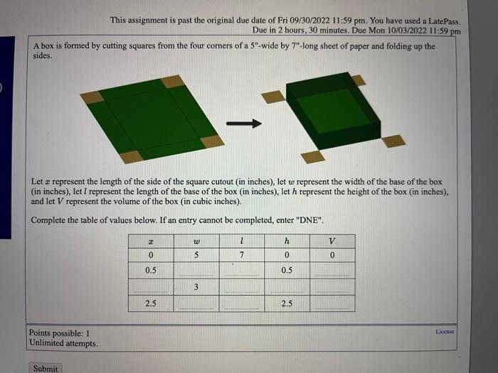 Solved A box is formed by cutting squares from the four | Chegg.com