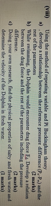 Solved (viii) Using the method of repeating variable and Pi | Chegg.com