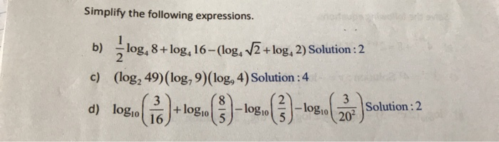 Solved Simplify the following expressions. log, 8+log, | Chegg.com