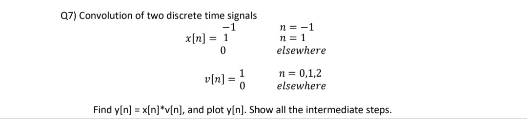 Solved Q7) ﻿Convolution of two discrete time | Chegg.com