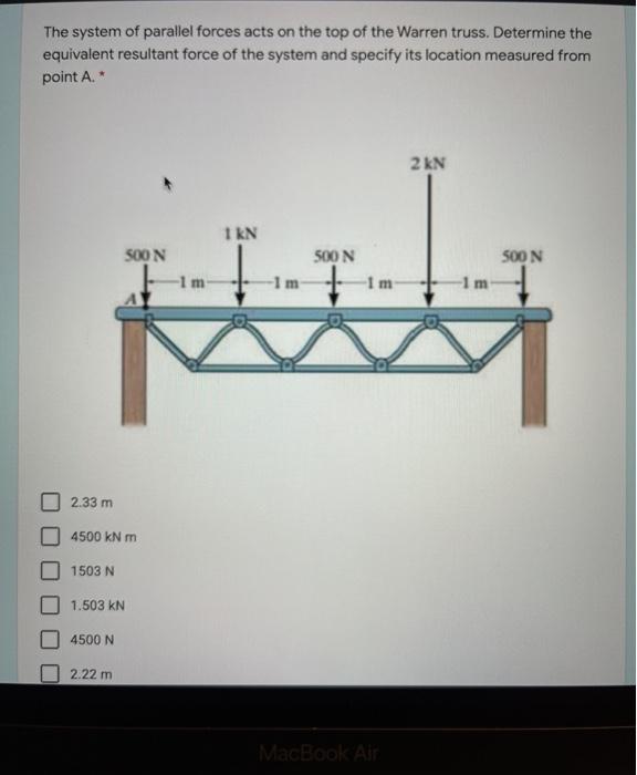 Solved The system of parallel forces acts on the top of the | Chegg.com