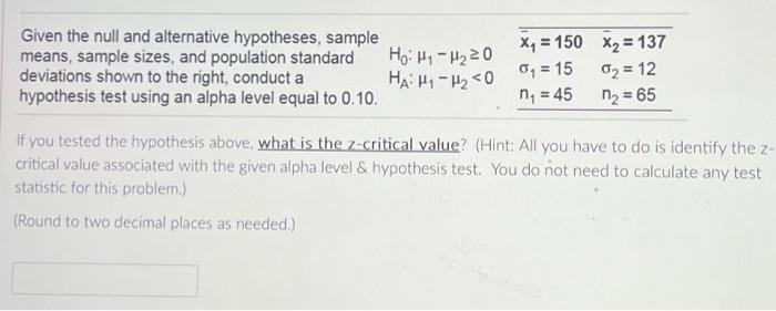 Solved Given the null and alternative hypotheses, sample | Chegg.com