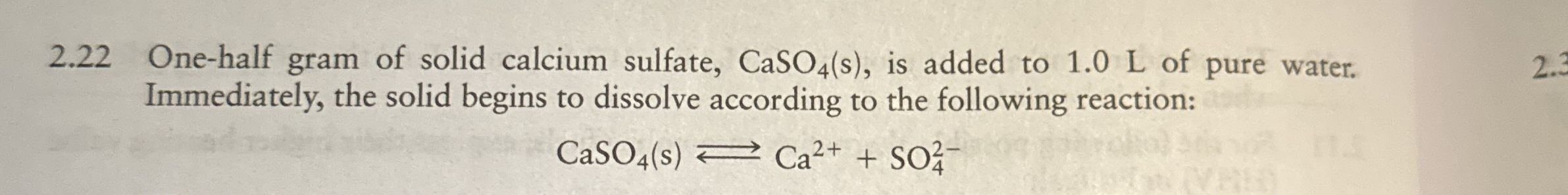 Solved 2.22 ﻿One-half gram of solid calcium sulfate, | Chegg.com