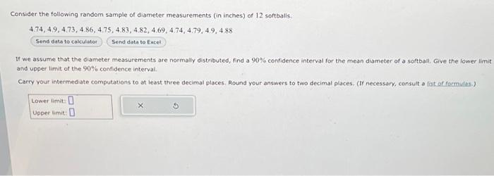 Solved Consider the following random sample of diameter | Chegg.com