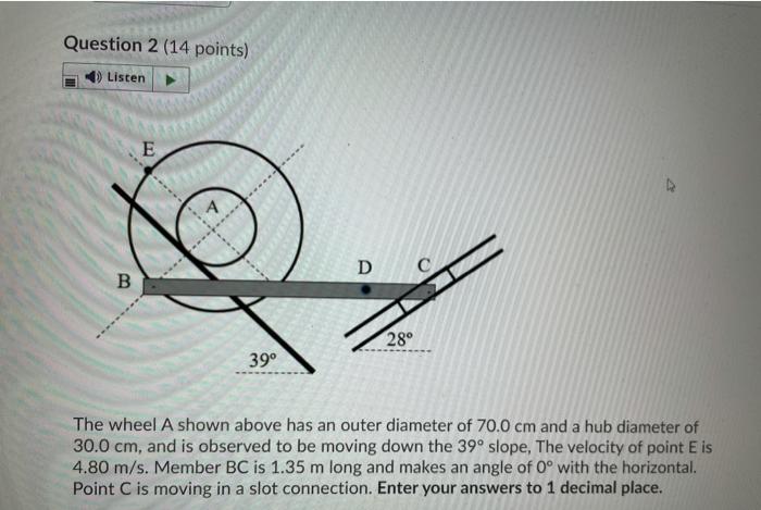 Solved Enter your answers to 1 decimal place. Wheel A rolls | Chegg.com