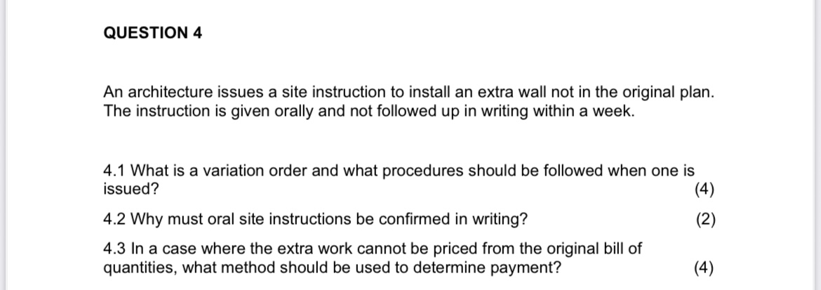 Solved QUESTION 4An architecture issues a site instruction | Chegg.com