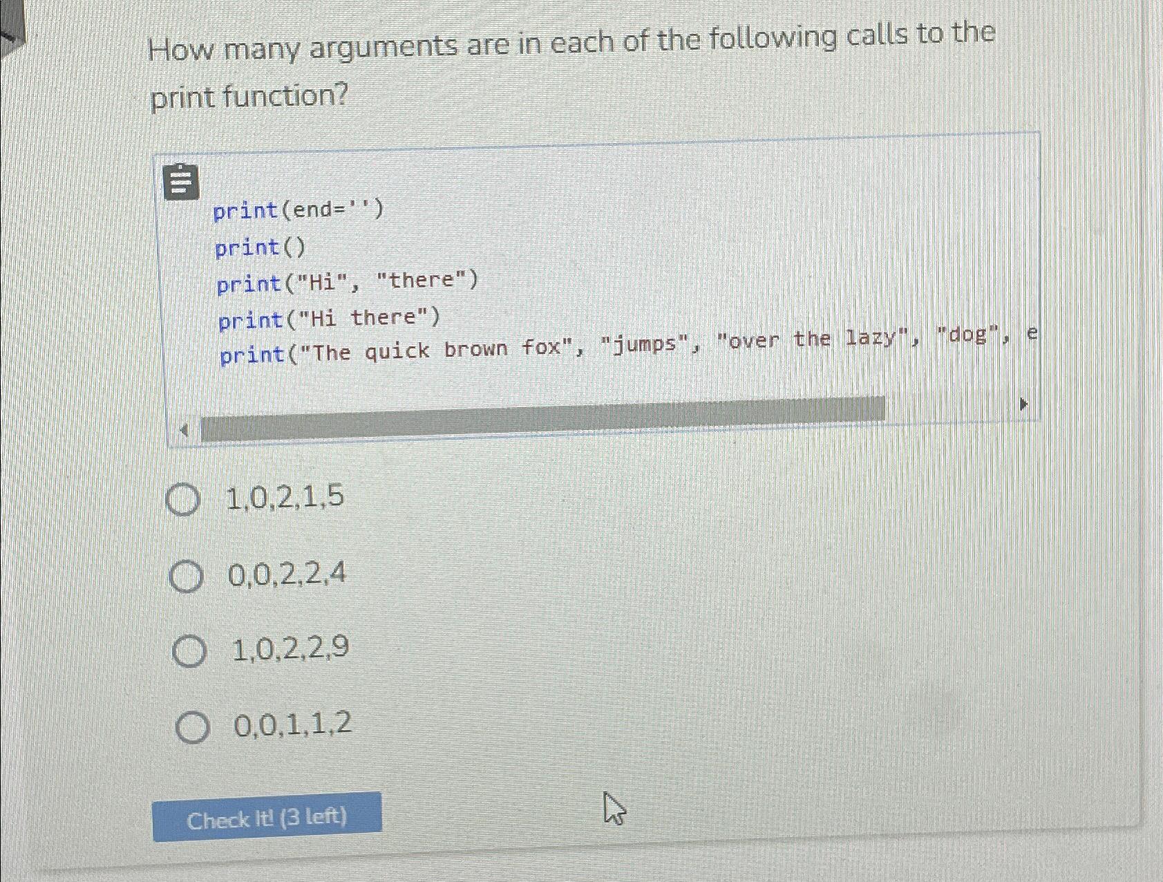 Solved How many arguments are in each of the following calls | Chegg.com