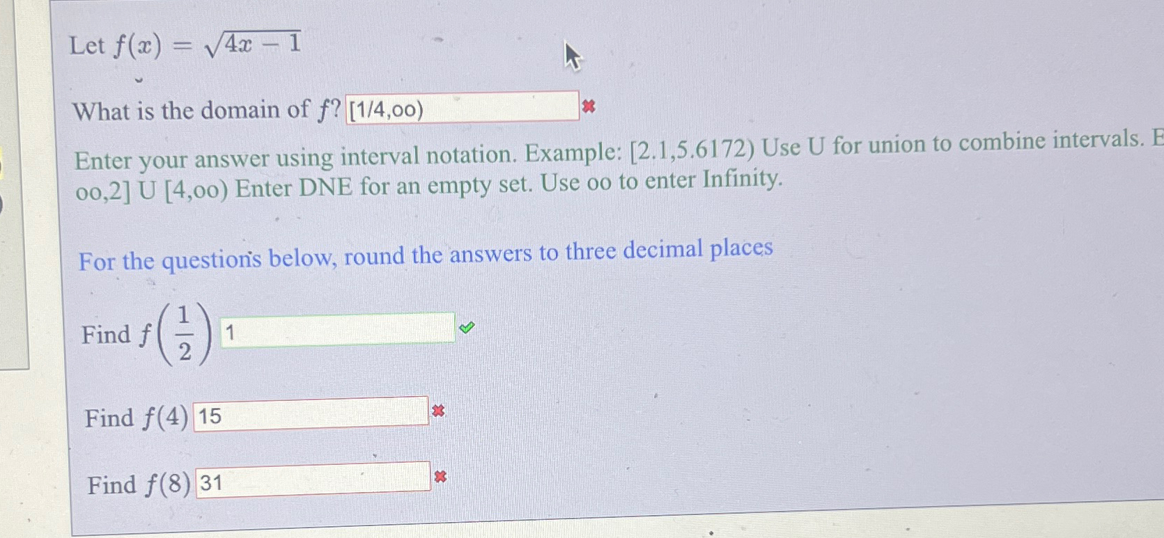 Solved Let f(x)=4x-12What is the domain of fEnter your | Chegg.com