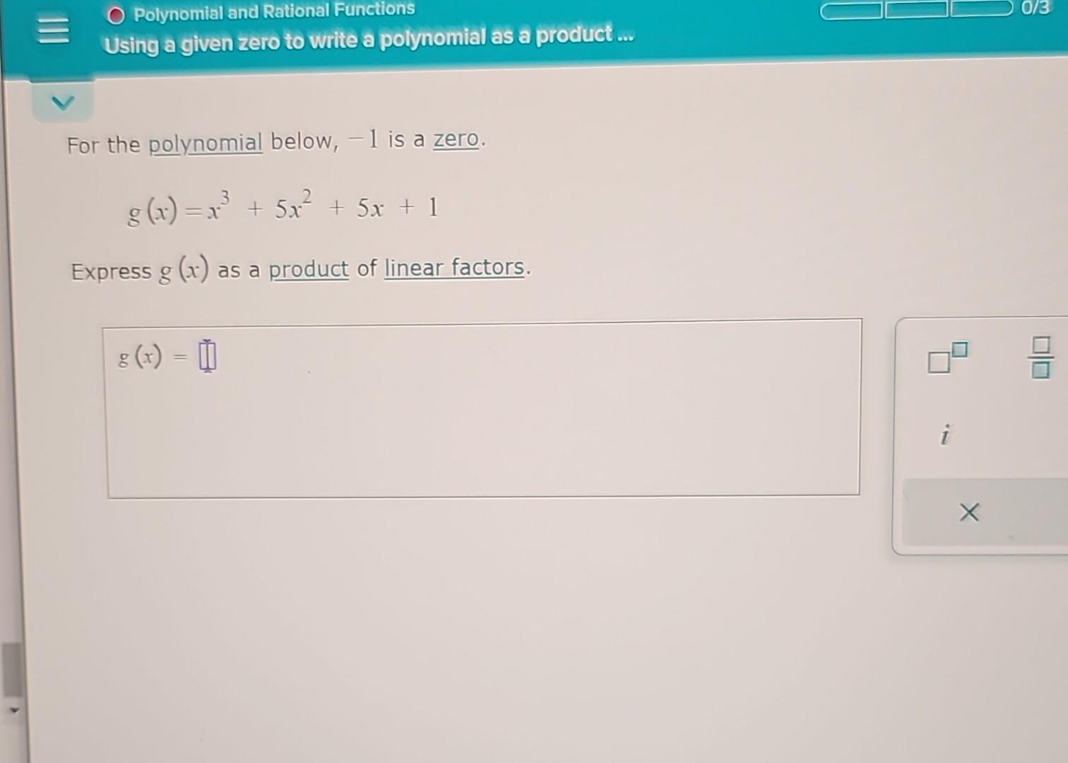 Solved For the polynomial below, -1 is a zero. | Chegg.com