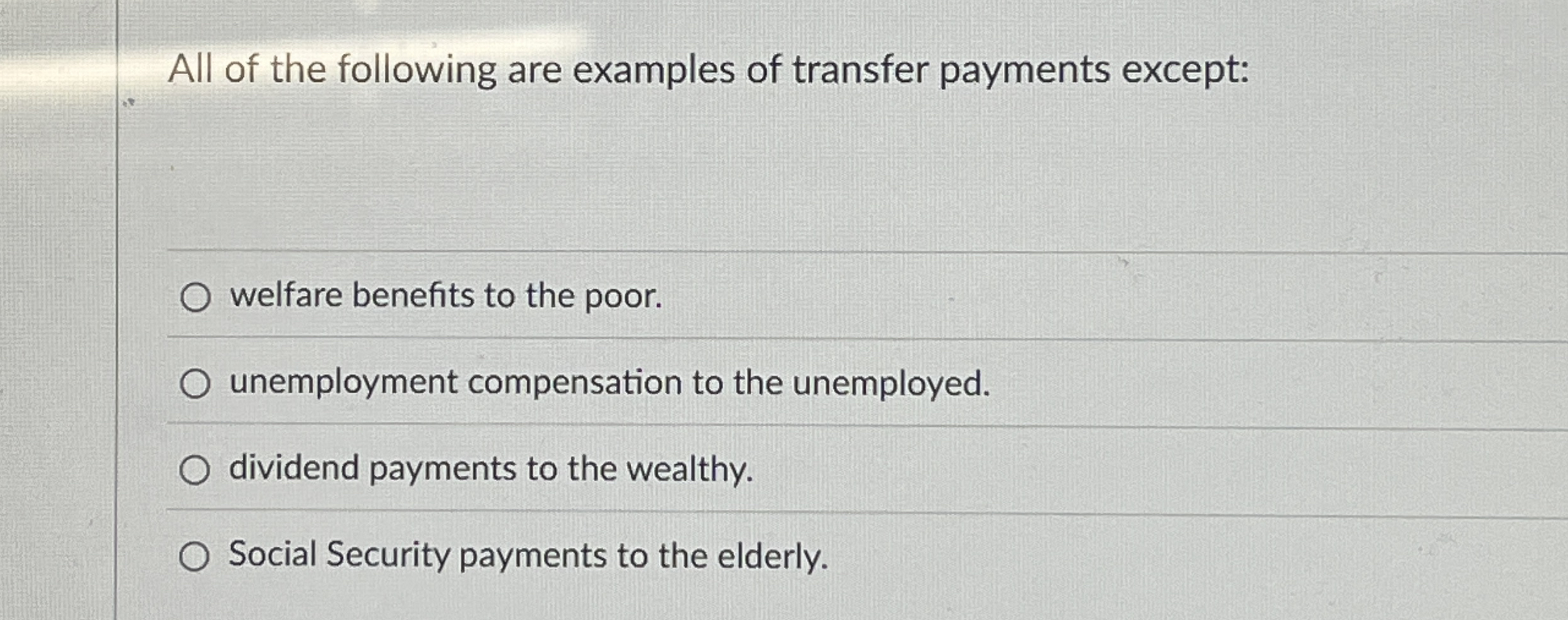 Solved All of the following are examples of transfer | Chegg.com