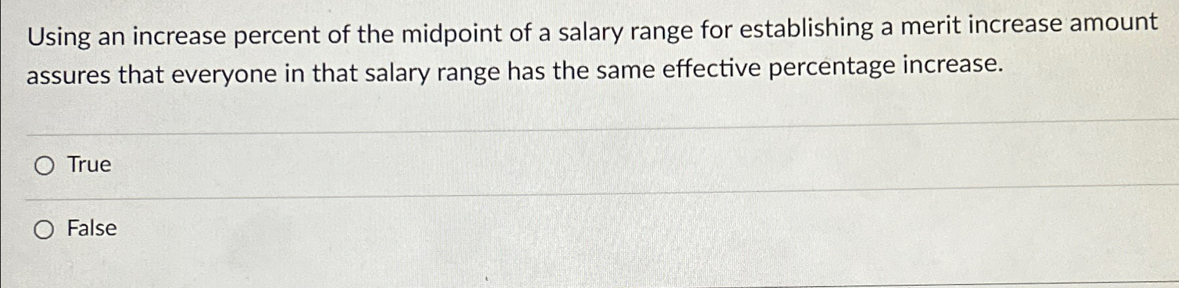 Solved Using an increase percent of the midpoint of a salary | Chegg.com