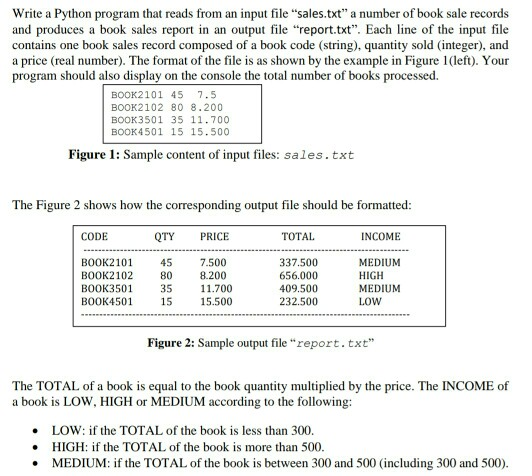 Solved Write a Python program that reads from an input file | Chegg.com