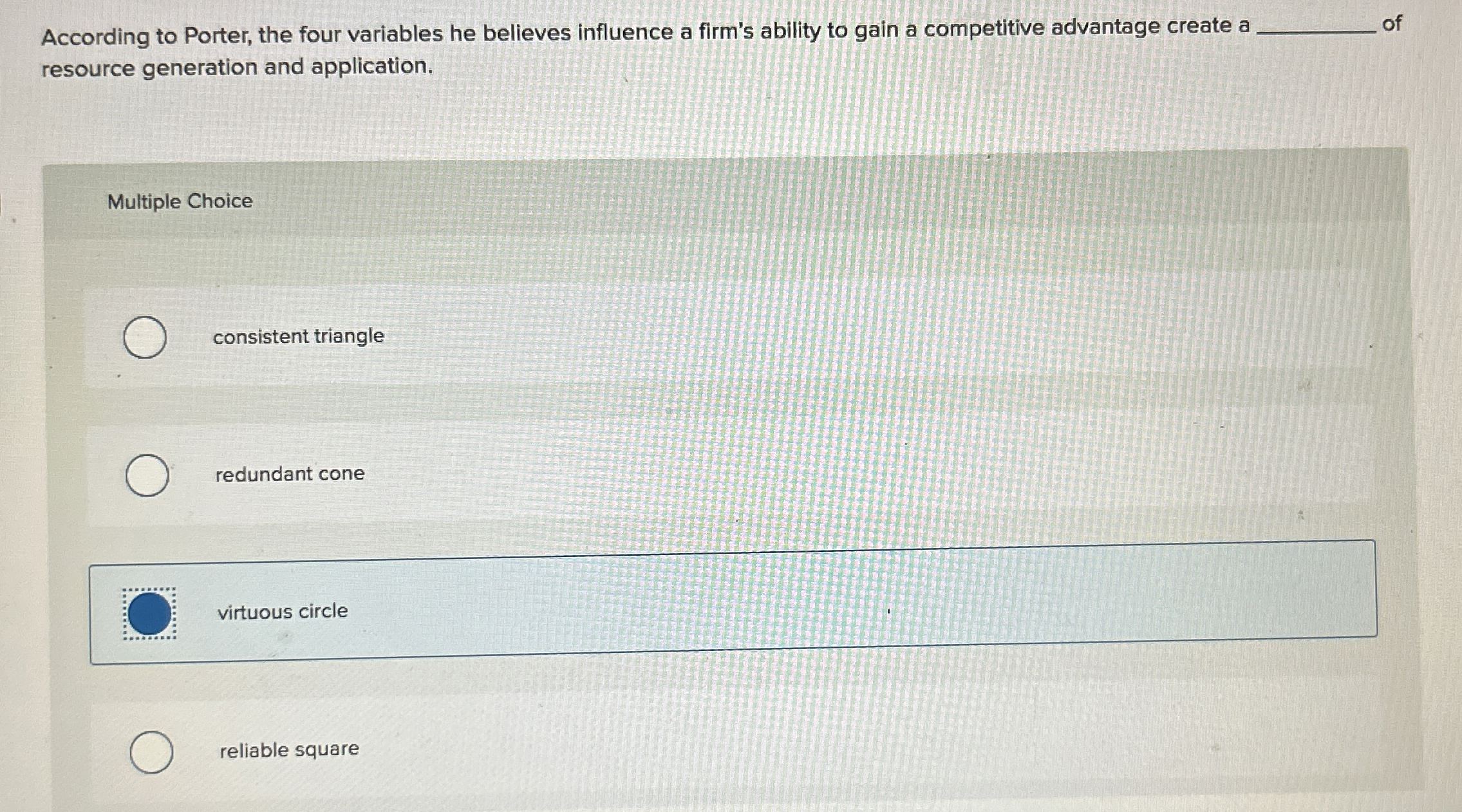 Solved According to Porter, the four variables he believes | Chegg.com
