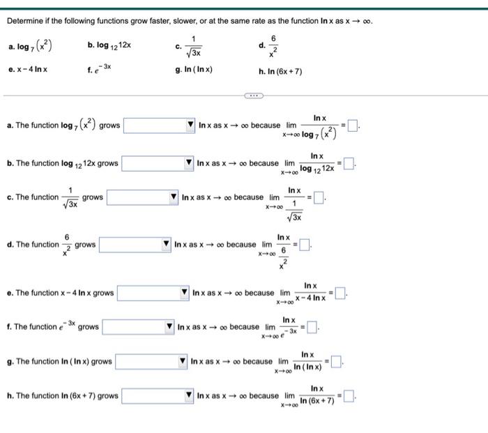 Solved Determine if the following functions grow faster, | Chegg.com