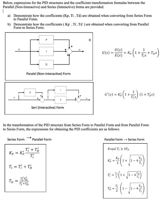 Solved Below, expressions for the PID structures and the | Chegg.com