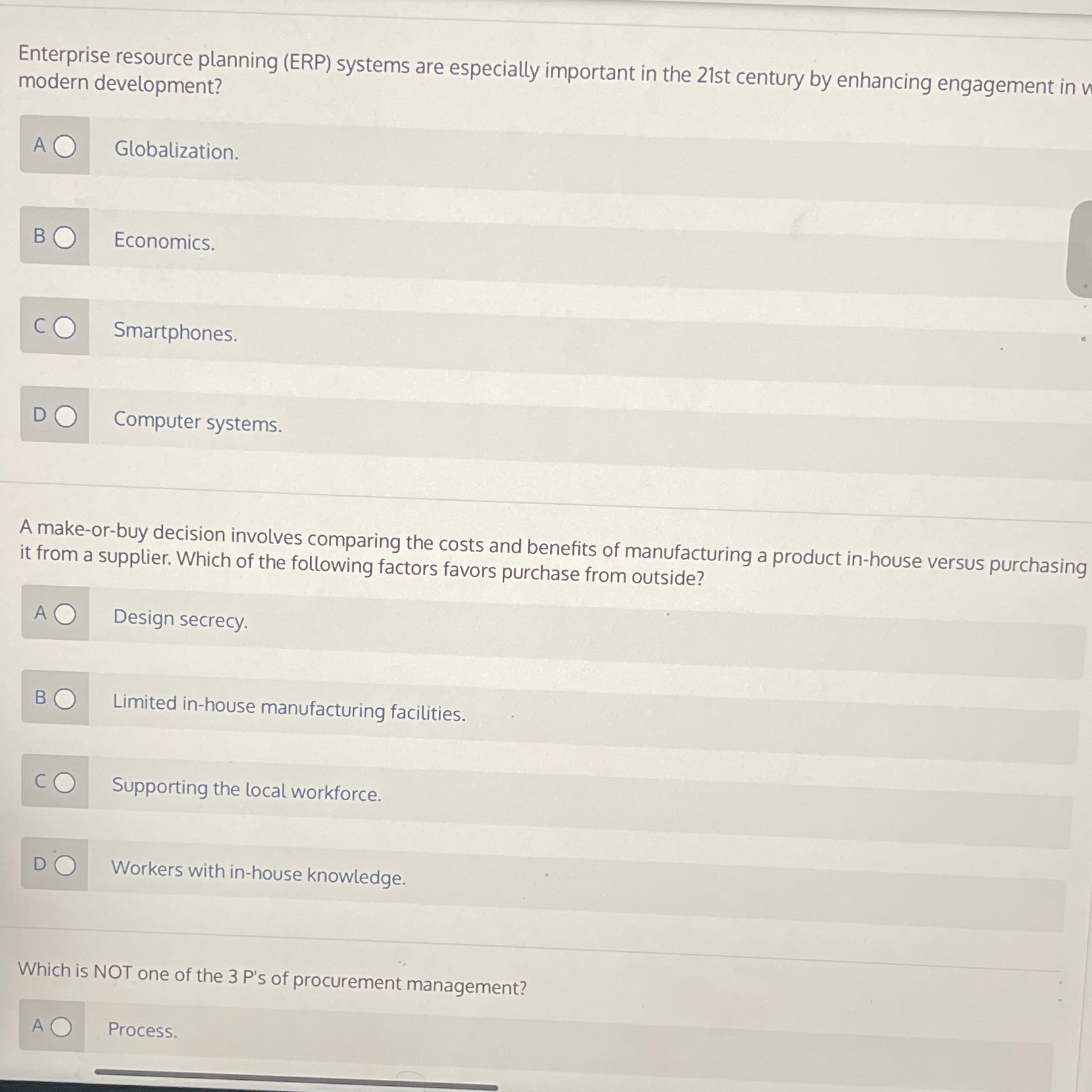 Solved Enterprise resource planning (ERP) ﻿systems are | Chegg.com