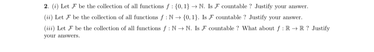 Solved (i) ﻿Let F ﻿be the collection of all functions | Chegg.com