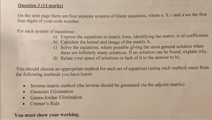 Solved On the next page there are four separate systems of | Chegg.com